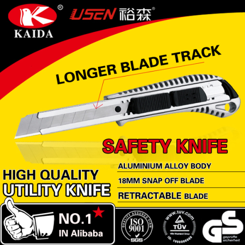 Auto Retractable Safety 18mm Snap Off Blade Aluminium Alloy Utility Knife, High Quality Auto ...