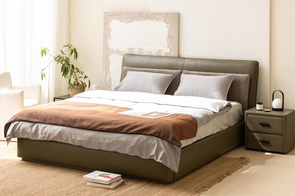 Seattle Upholstered Leather And Fabric Bed, High Quality Seattle ...