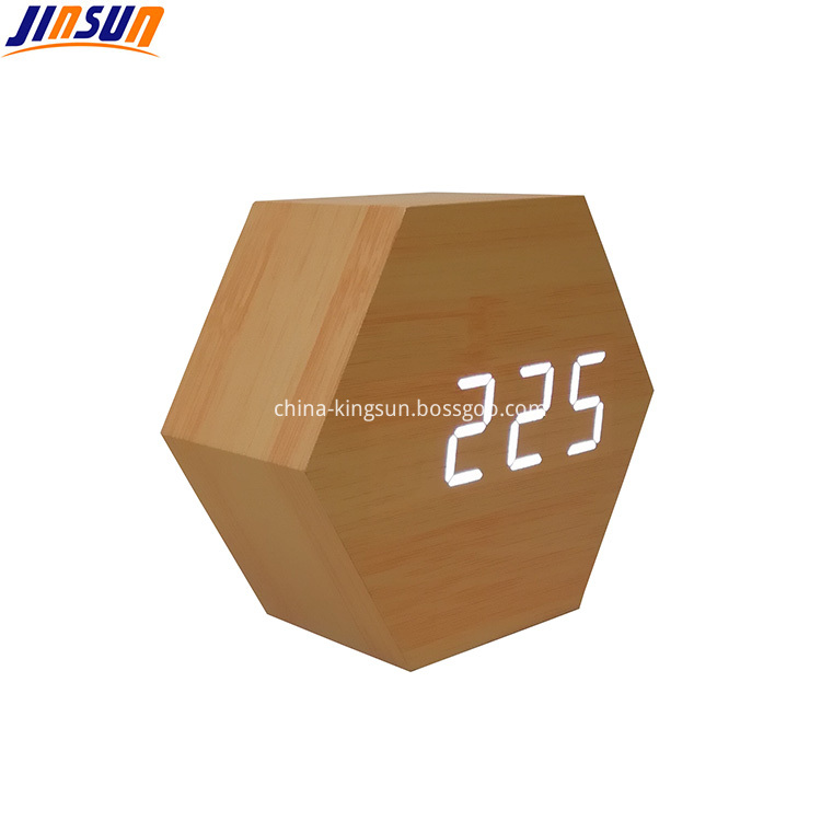 Hexagon Smart Table Wood Led Clock, High Quality Hexagon Smart Table ...