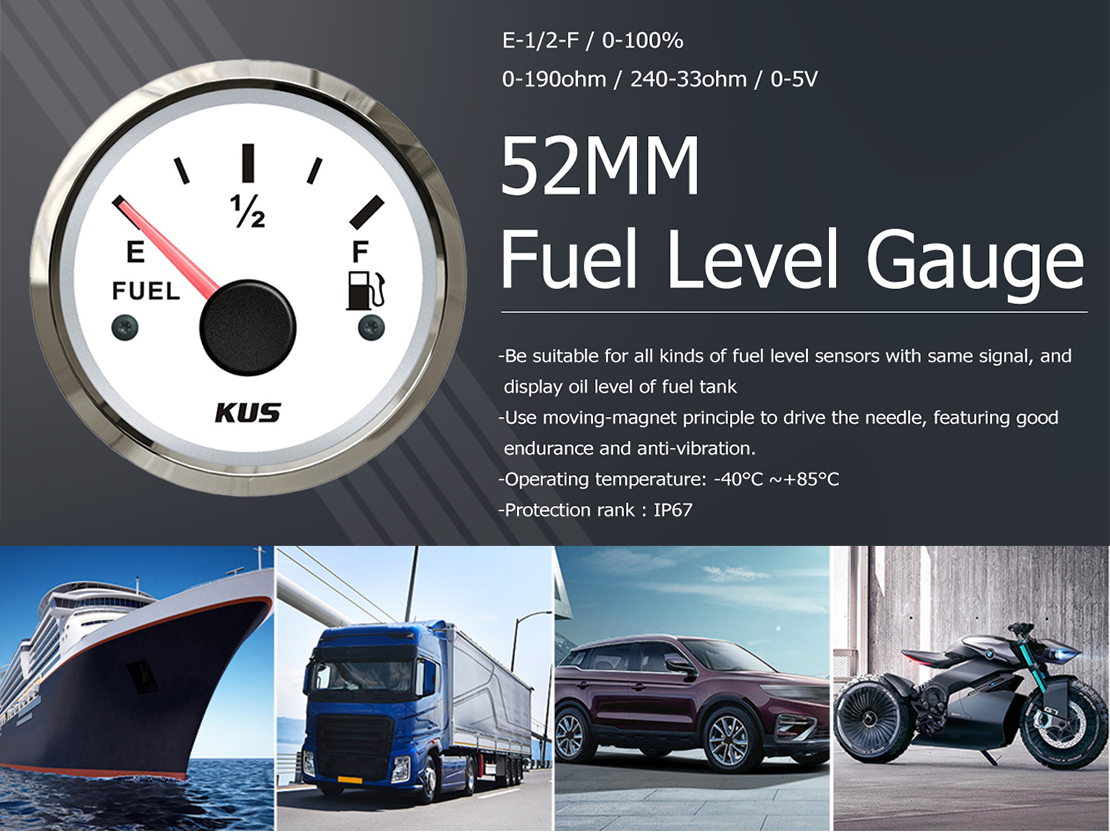 Kus 2" Digital Engine Fuel Level Gauge 0-190ohm For Cars, Cargo Ships ...