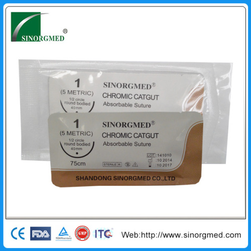 Absorbable Medical Chromic Catgut Surgical Suture With Needle, High ...