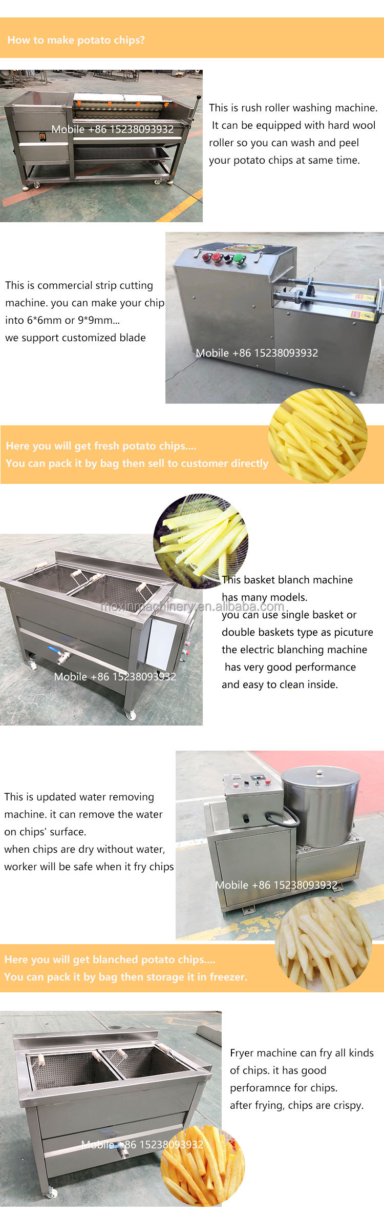 Moxin Semi-automatic Cassava Potato Chips And Frozen French Fries ...