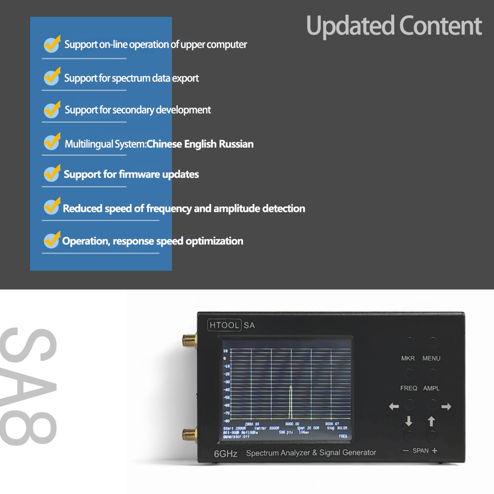 SA8 portable spectrum analyser