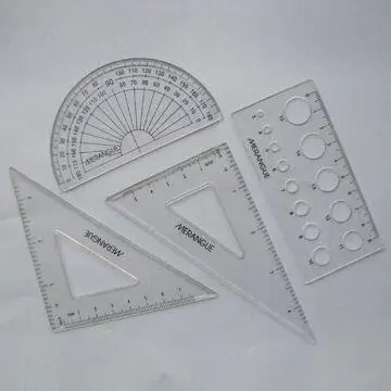 Ruler, Includes Set Square And Protractor, Made Of Ps Material, Good ...