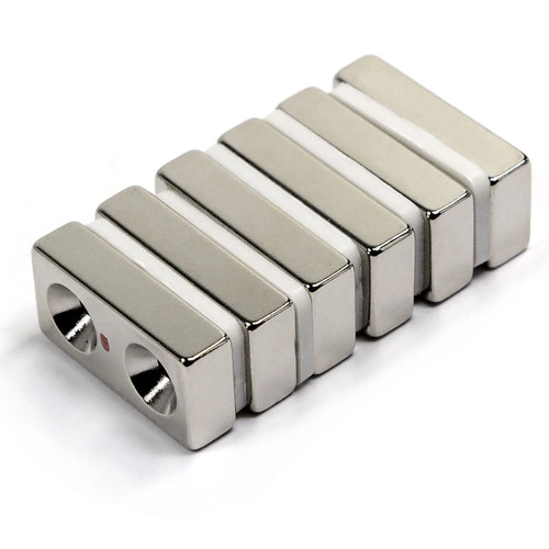 N42 Bar Magnet w/ 2 Countersunk Holes 1x1/2x1/4" Neodymium Rare Earth ...