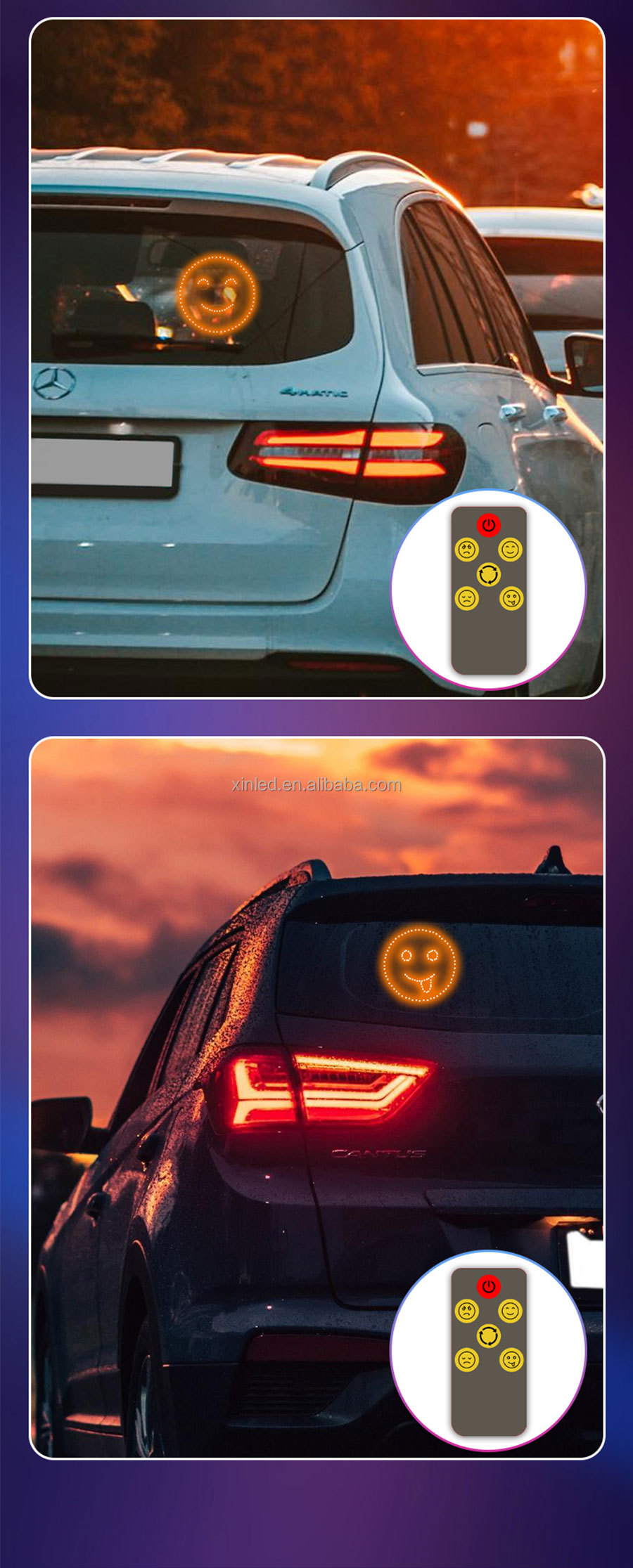 Dynamic Remote Smart Led Five Emotion Switch Car Screen Warning Lamp ...