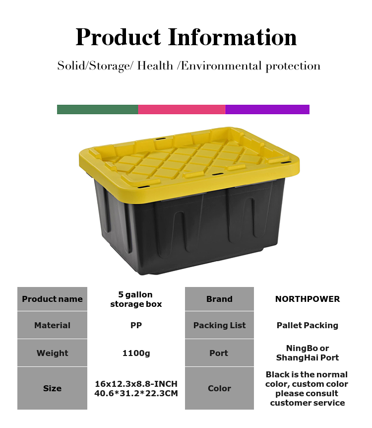 Heavy Duty Durable 5 Gallon Yellow Storage Tote, High Quality Heavy ...