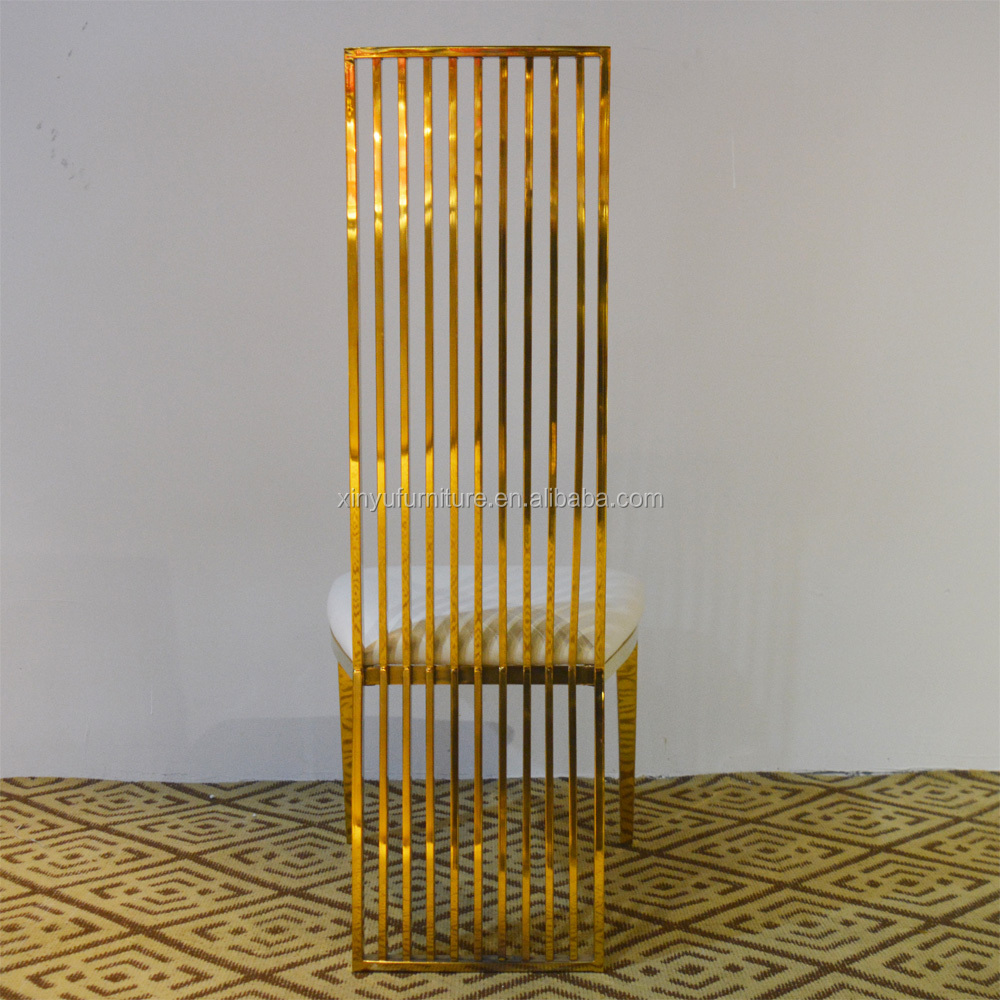Stainless Steel Luxury Gold High Back Wedding Chairs For Reception ...