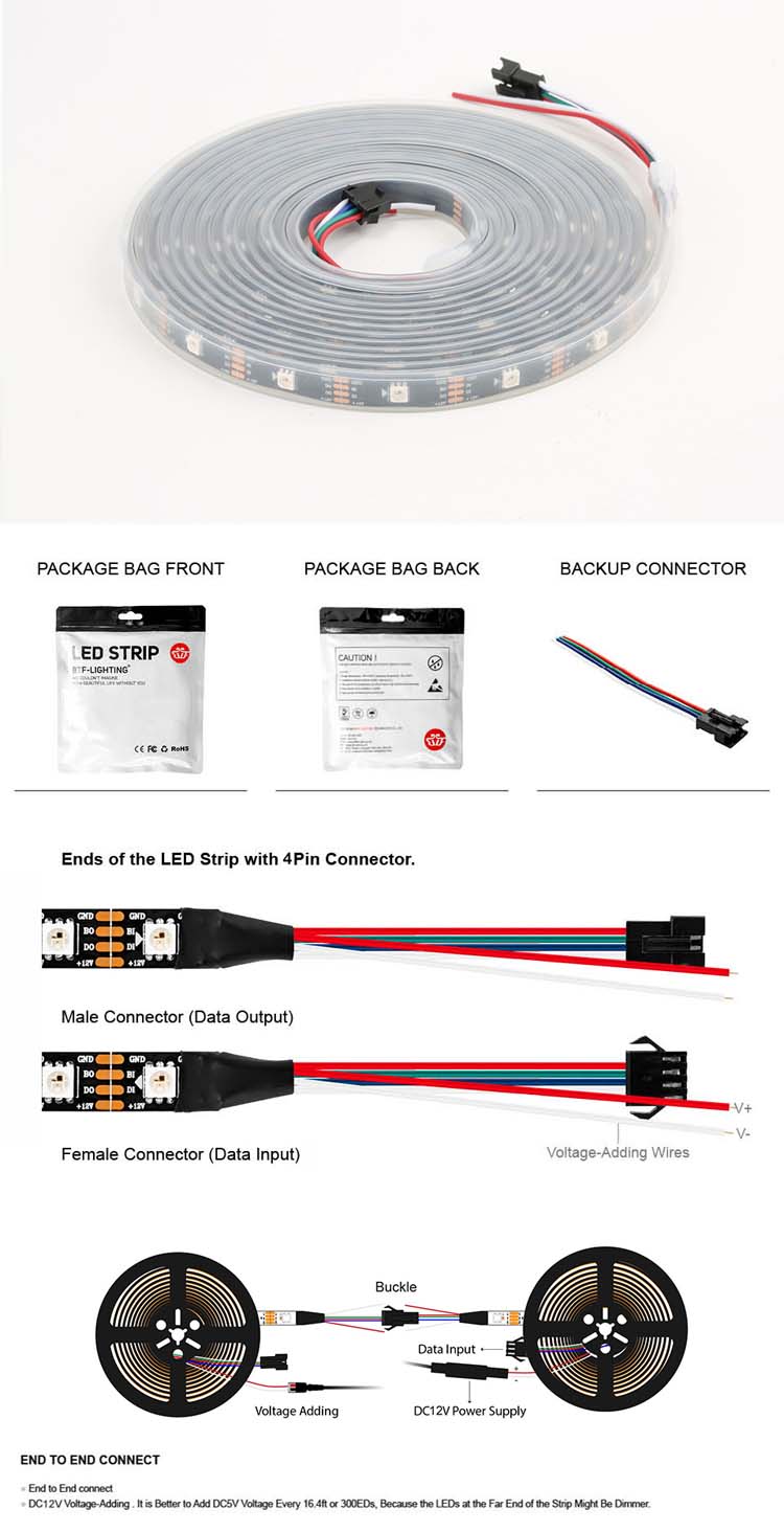 16.4ft Rgb Pixels Led Strip - Ws2815 Ip65 Ip30 Waterproof, High Quality ...