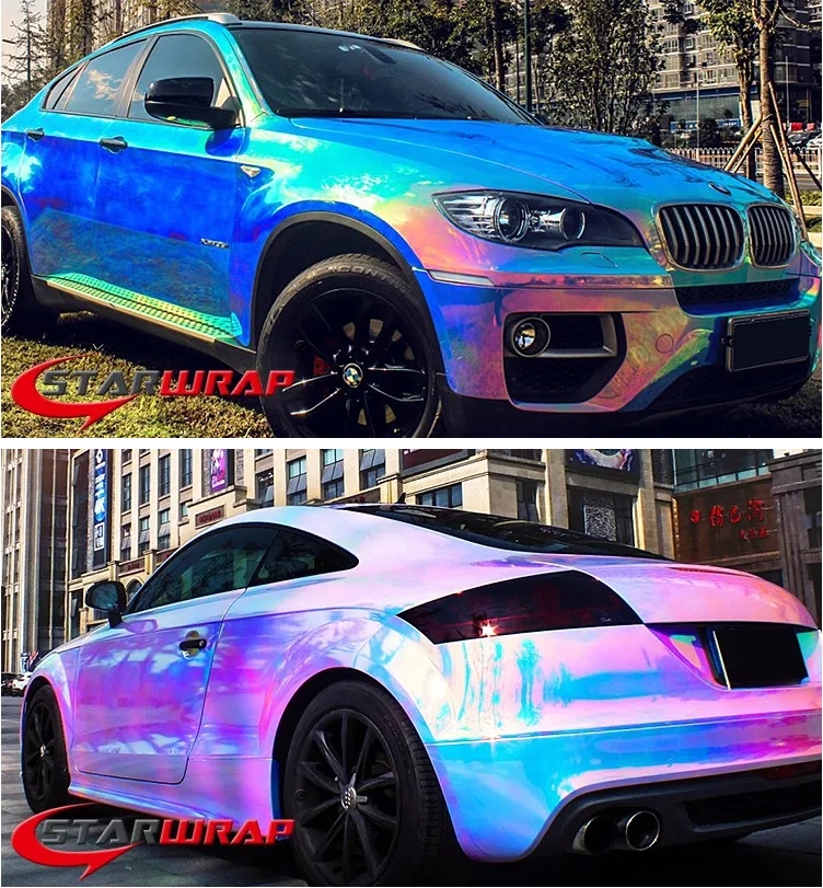 Holographic Chrome Laser Car Wrap Stickers - Pink Chameleon Vinyl, High ...