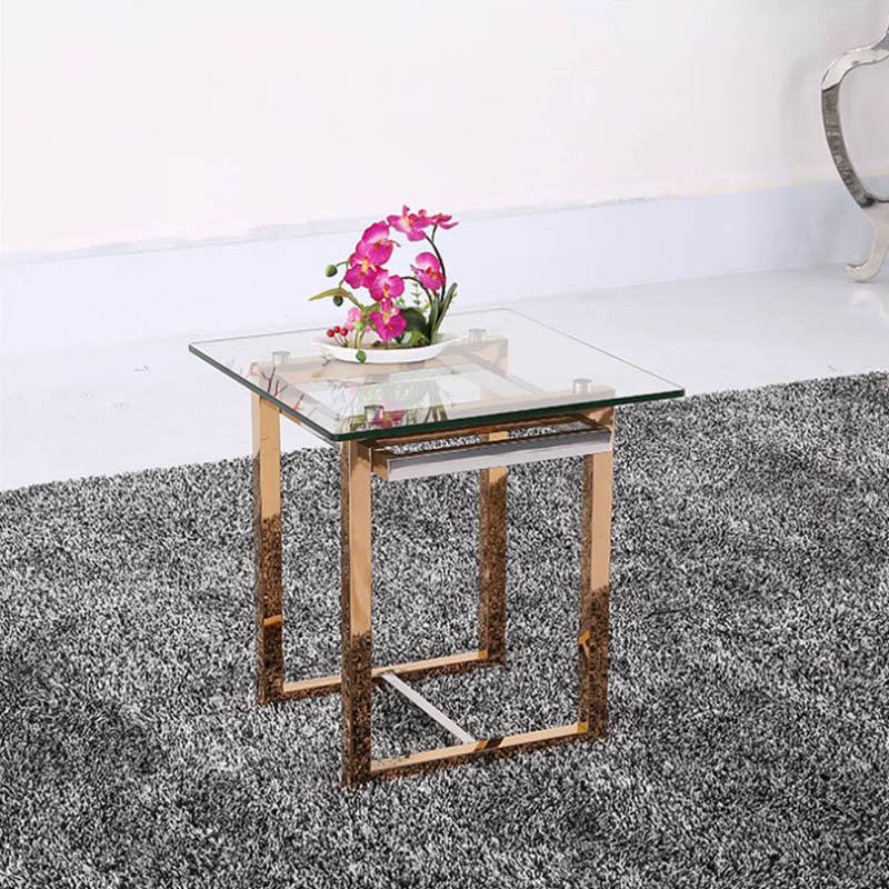 Modern Small Metal Side Table With Tempered Galss, High Quality Modern ...