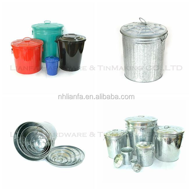 Outdoor Round Galvanized Steel Trash Bin - Various Sizes, High Quality ...