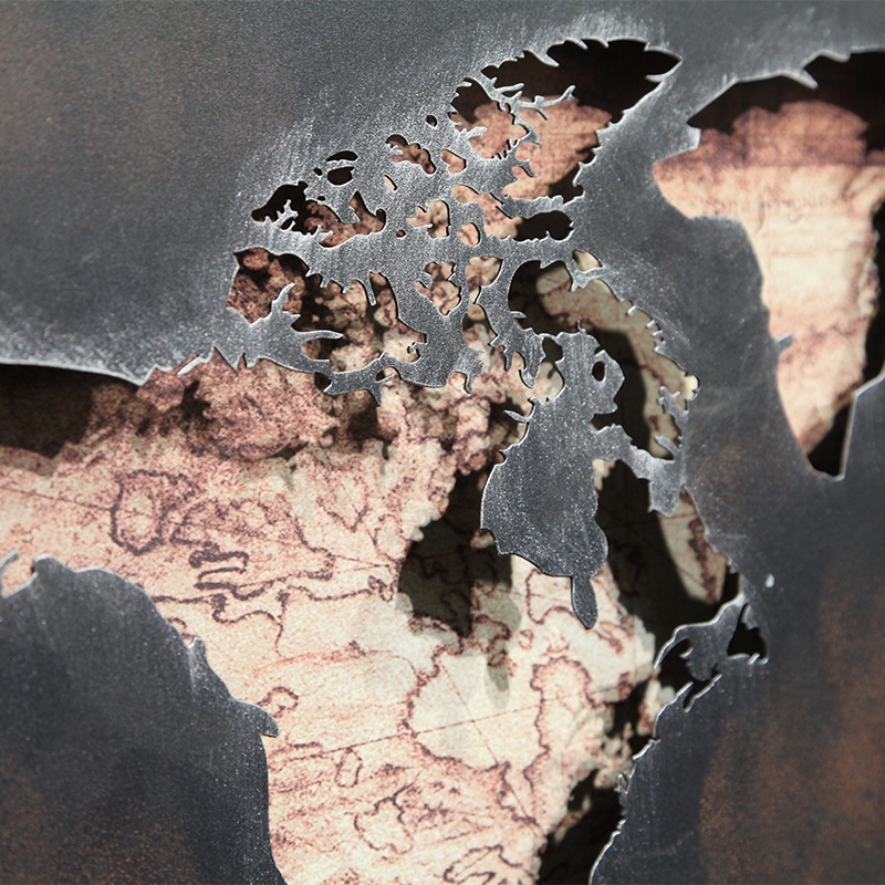 Retro Antique World Map Wrought Iron Wall Decor For Cafe Or Home Bar ...