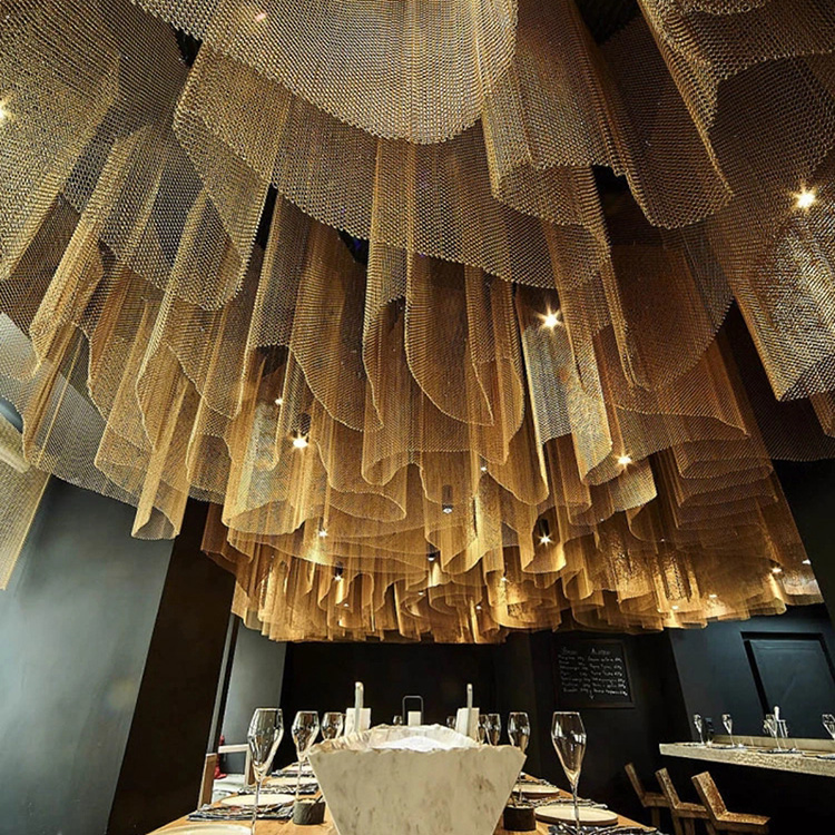 Aluminum Metal Cascade Coil Drapery Woven Mesh Curtain, High Quality ...