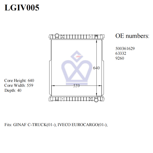 Iveco Truck Radiator, 500361629, 63332, 9260, Lgiv005, High Quality ...