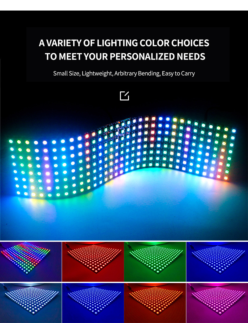 Flexible Led Panel Ws2812b Rgb 5050smd 8x8 Led Matrix - 64 Pixels ...