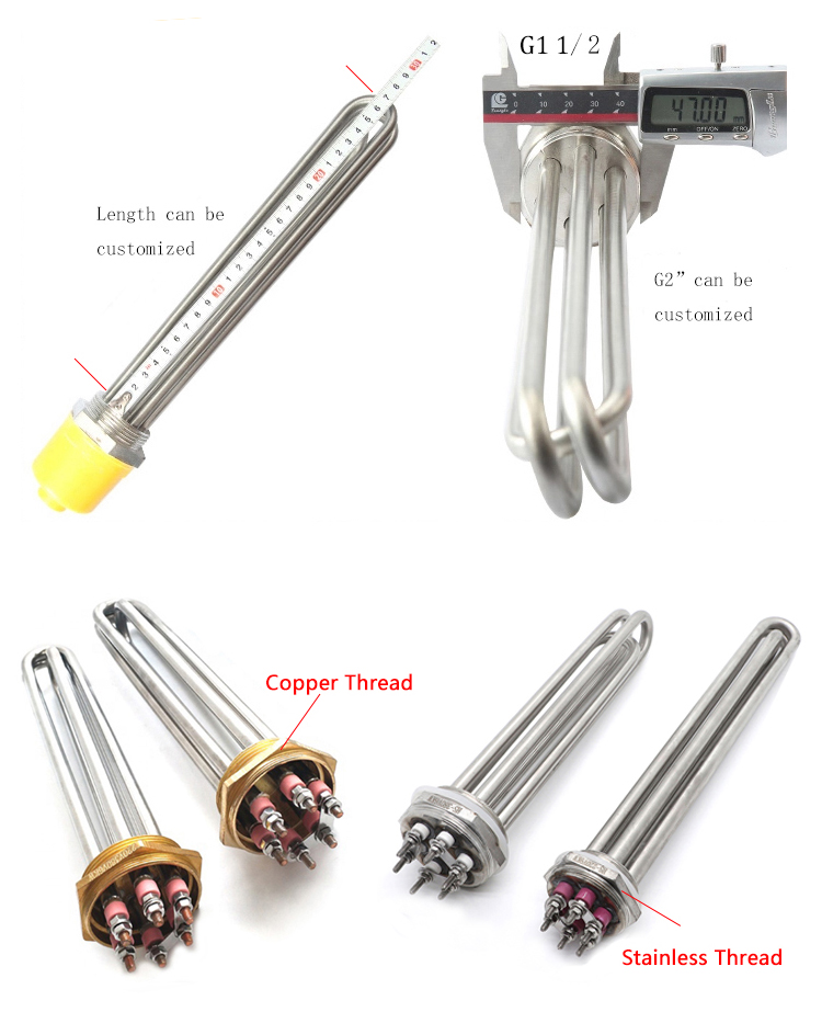 Custom Ss304 Coil Tubular Immersion Heaters For Industrial Water ...