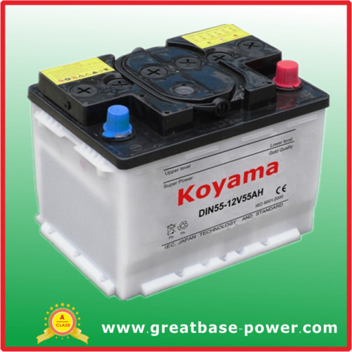 European Vehicle Dry Charged Automotive Battery Din55-55ah 12 V, High ...