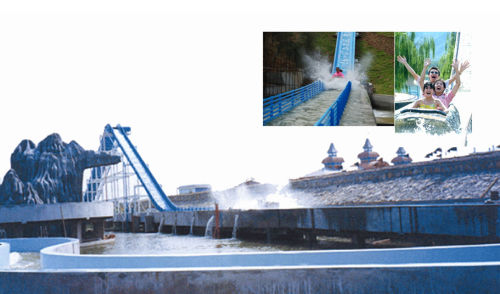 Amusement Parks Roller Coasters, Water Slide Log Flume Rides, 135m×45m ...
