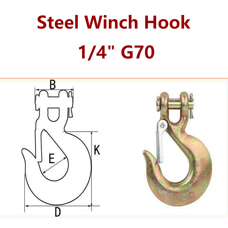 1/4" G70 Steel Clevis Winch Hook Recovery 4x4 4wd Off Road, Heavy Duty ...