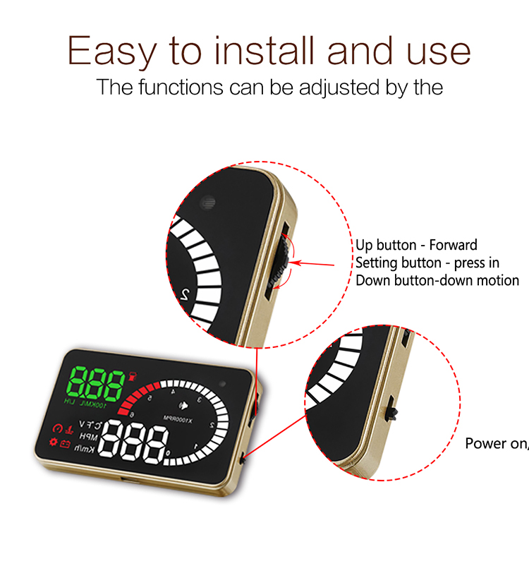 Universal Car Speedometer Obd Speed Lock Hud Display On Windshield ...