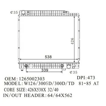 Auto Radiator For Car Parts Of Mercedes-benz Oem 1265002303, High ...