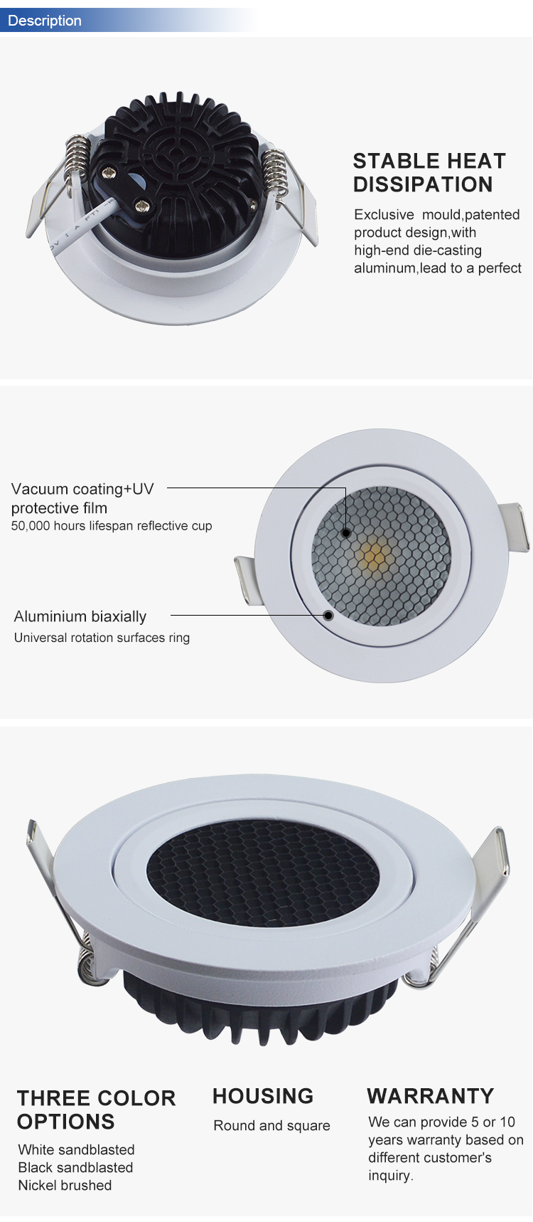 Honeycomb Anti-glare Slim Dimmable Cob Downlight Ip65 Led Spot Light ...