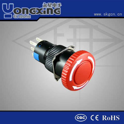 16mm 3a 250v Ac Emergency Stop Pushbutton Switch / Mushroom Emergency ...