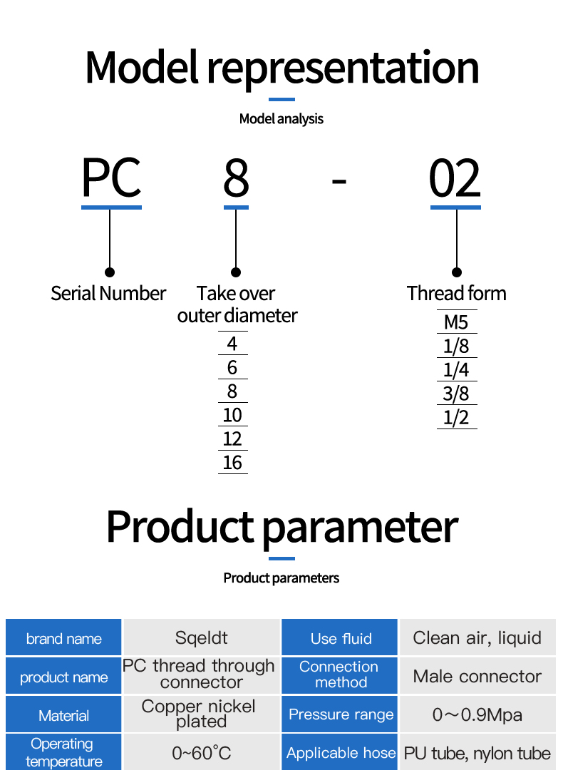 Pneumatic Trachea Quick Connector Pc8-02 / Pc4-m5 / Pc6-01/02, High ...