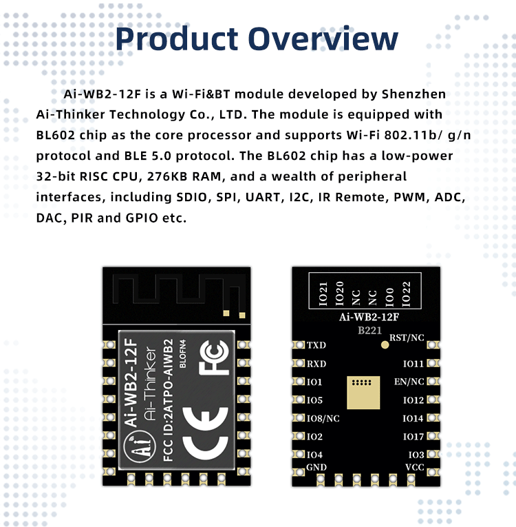 Ai-thinker Ai-wb2-12f Wifi Bluetooth Ble Module For Smart Home ...