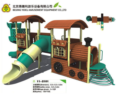 Childred Timber Wooden Train Playground , Outdoor Playground, High ...