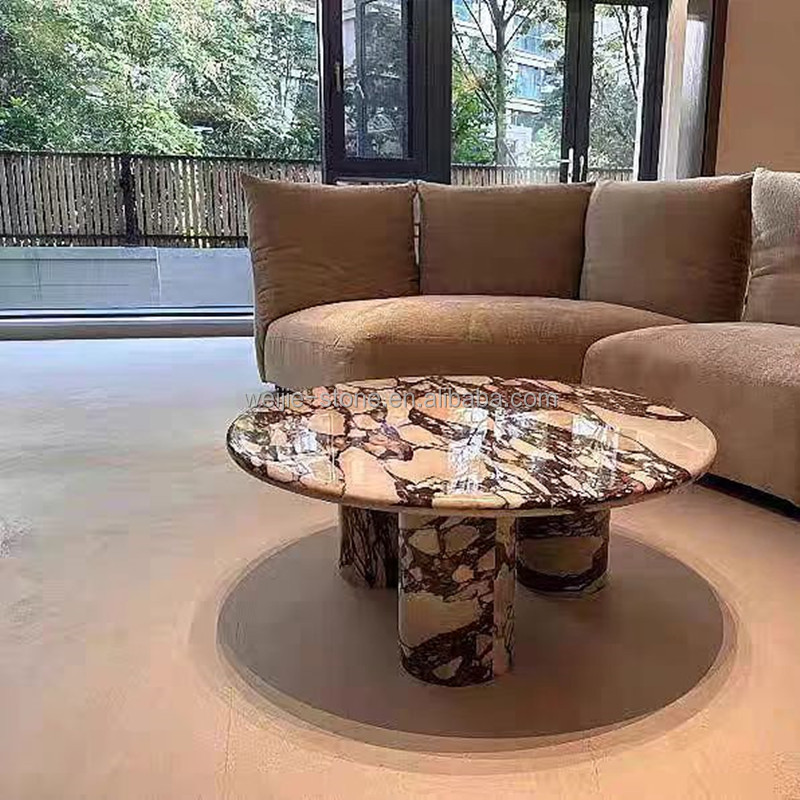 Natural Stone Luxury: Italian Calacatta Viola Rose Marble Coffee Table ...