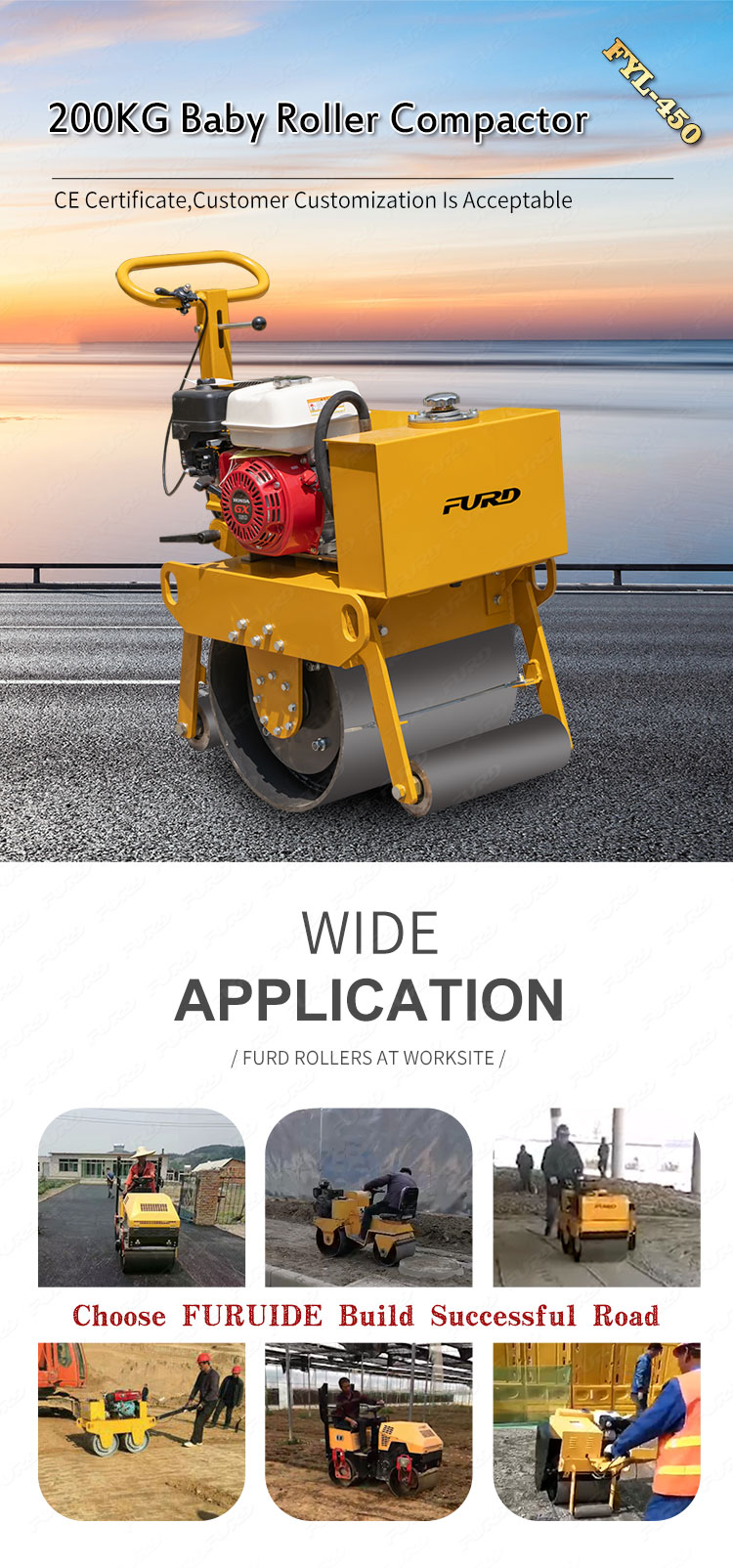 Mini Gasoline Powered 200kg Vibratory Road Roller Sold, High Quality ...