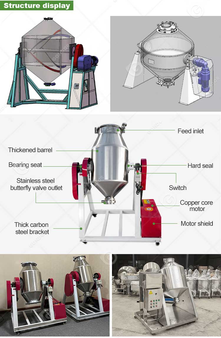 15 Lt Dry Rotary Tea Leaf Mini Spice Food Drum Mixer For Starch Drying ...