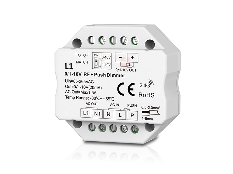 Skydance L1: 0-10v & 1-10v Rf Wireless Ac Push Dim Switch - Led ...