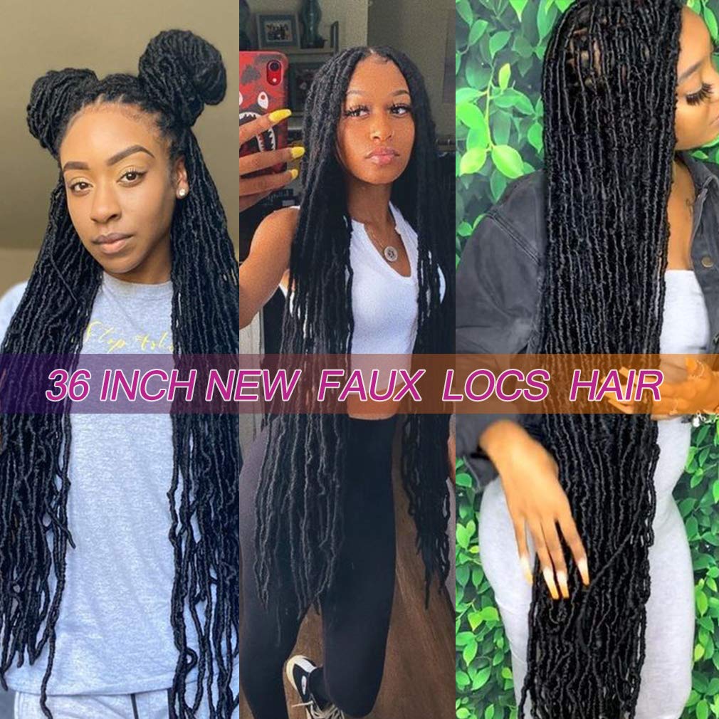 36 Inch New Faux Locs Crochet Braids Faux Soft Crochet Hair Goddess ...