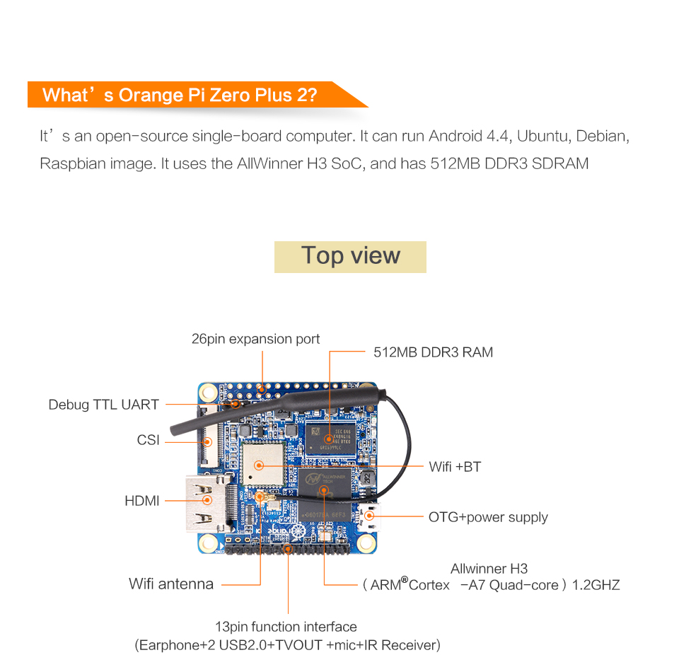 Orange Pi Zero Plus 2 H3 Quad-core Wifi Bt Mini Pc, High Quality Orange ...