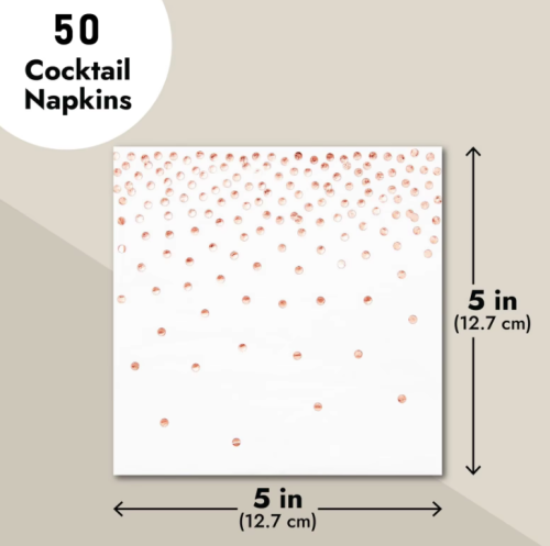 3ply Disposable Confetti Foil Rose Gold Cocktail Napkins, High Quality ...