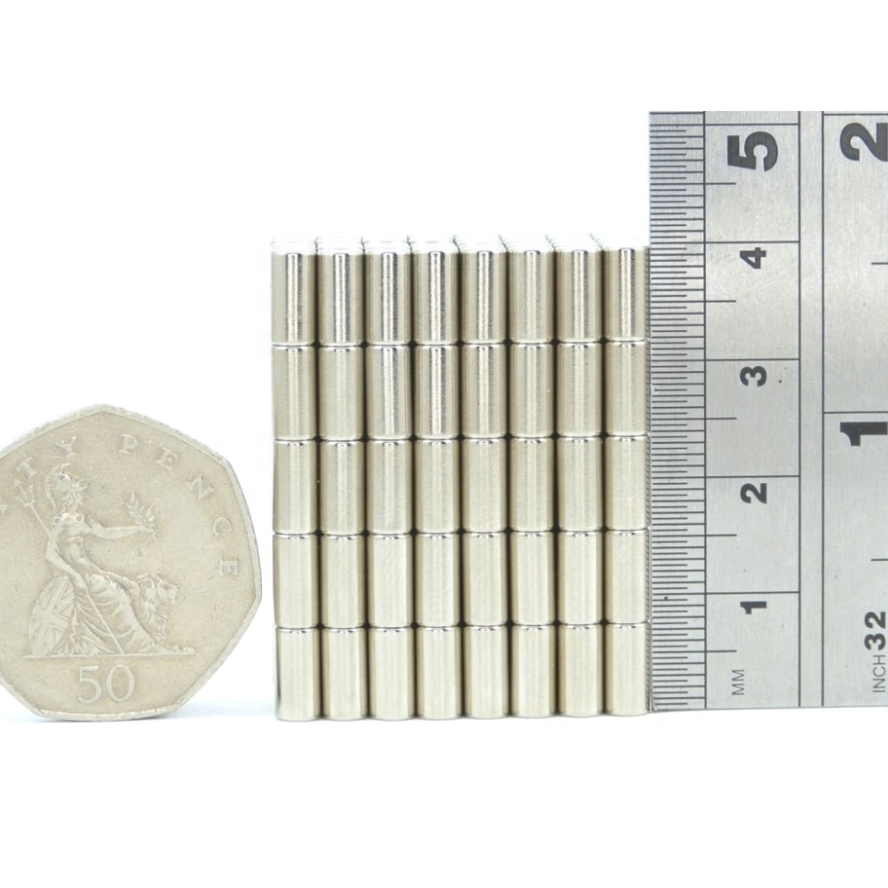 4x8 Mm Nickel Plated Cylinder Neodymium Magnet - Cylindrical Round ...
