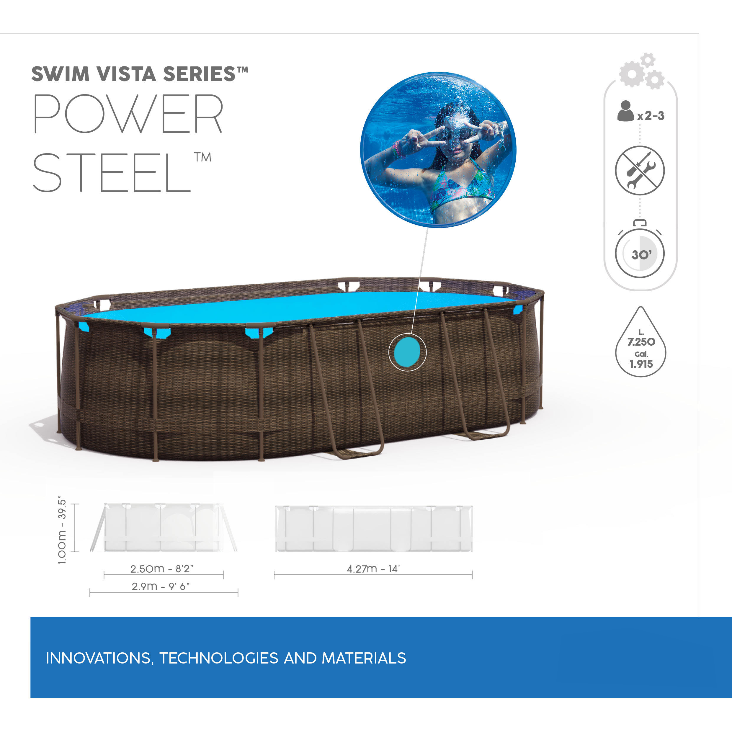 Outdoor Folded Summer Pvc Swimming Pool Set With Power Steel Frame ...