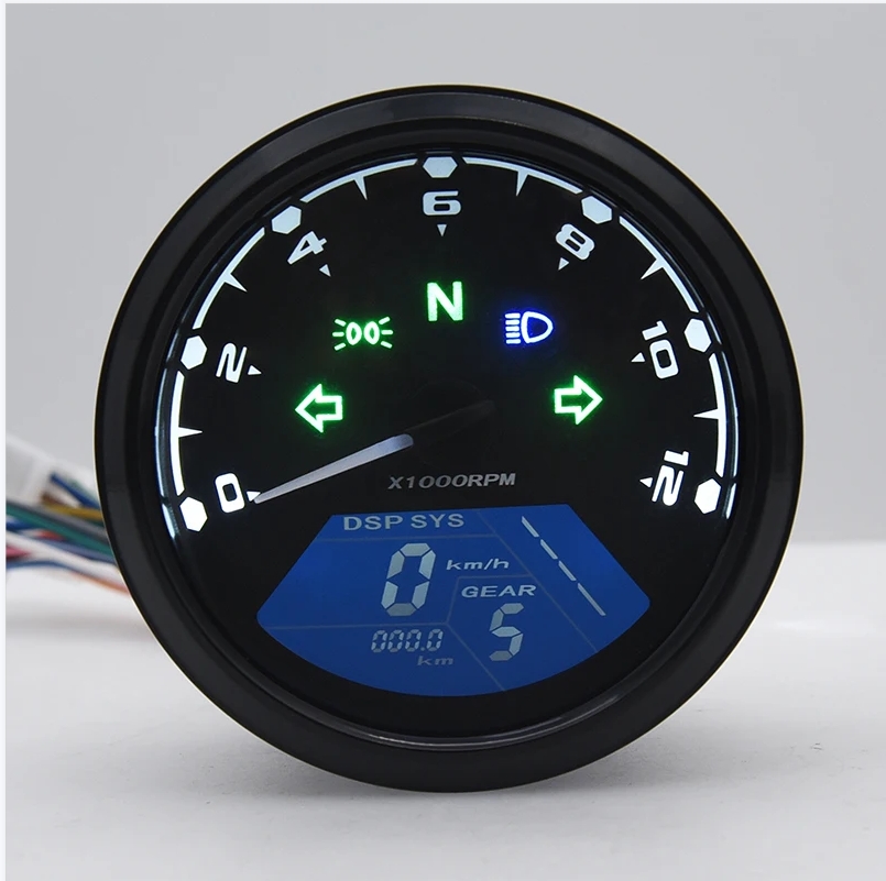 12000rpm Lcd Speedometer Odometer Tachometer For Motorbike, High ...