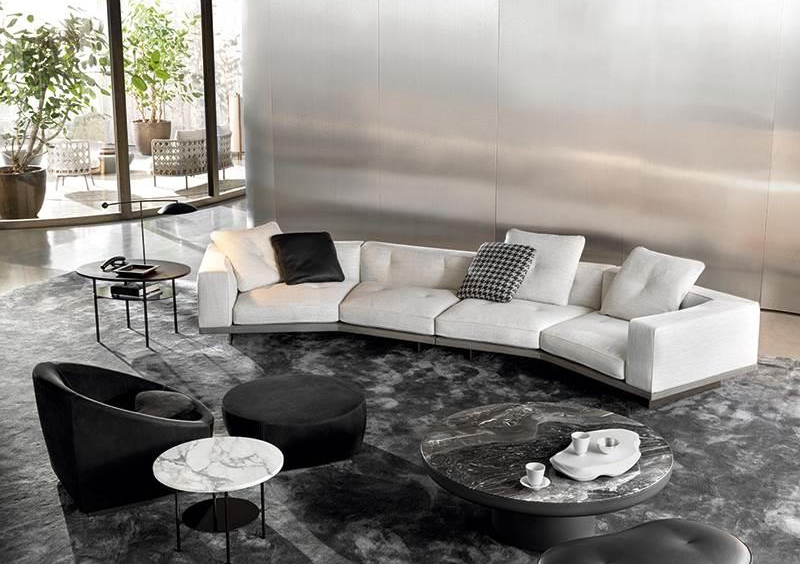 Luxury Curved Modular Sofa Set: White Fabric For Modern Living Rooms ...