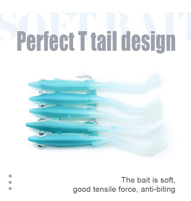 Thor Force Streamline Shape T Tail Soft Fishing Bait 7.5cm 2g Tpr ...