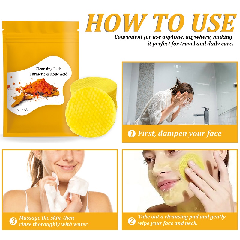 Yurhersu Turmeric And Kojic Acid Face Cleanser Pads - 50 Pads For ...
