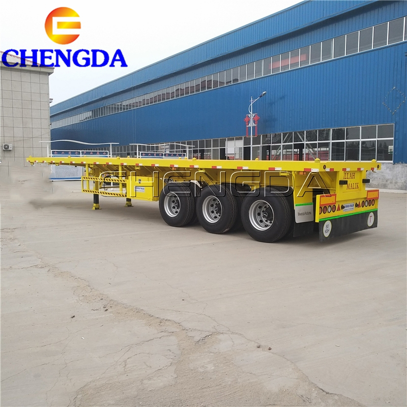 3 Axle 60 Ton Flatbed Trailer คุณภาพสูง 3 Axle 60 Ton Flatbed Trailer ...