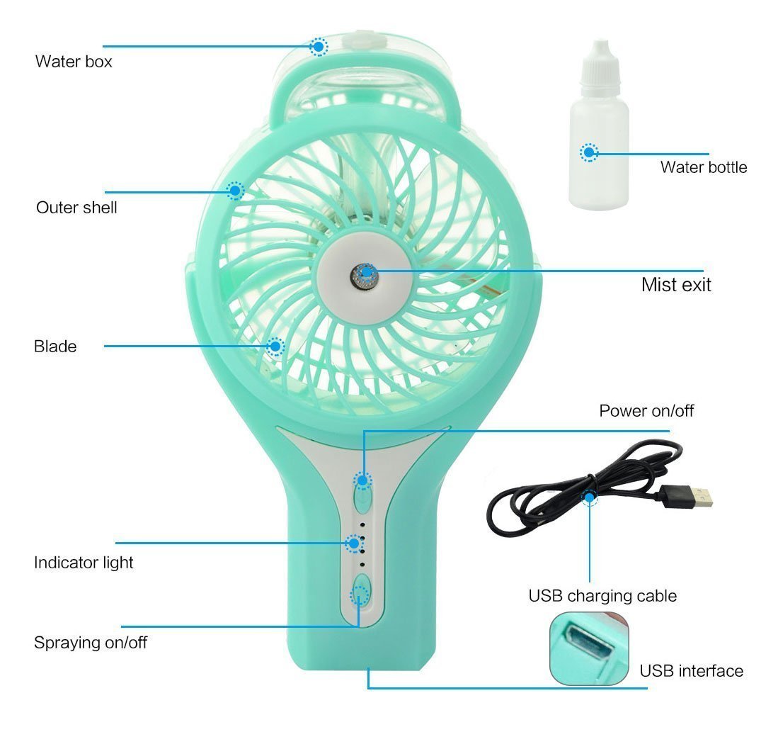 แบตเตอรี่แบบพกพามือถือ Usb Mini Misting Fan คุณภาพสูง แบตเตอรี่แบบพกพา ...