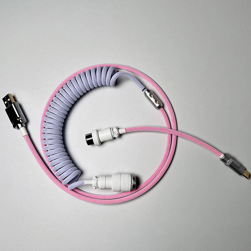 Maka Powder Colour Coiled Type C Cable For Aviation Mechanical Keyboard ...