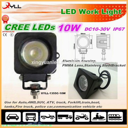 Motorcycle 10v 30v 10w Spot Flood Beam Square Led Work Light For Auto ...