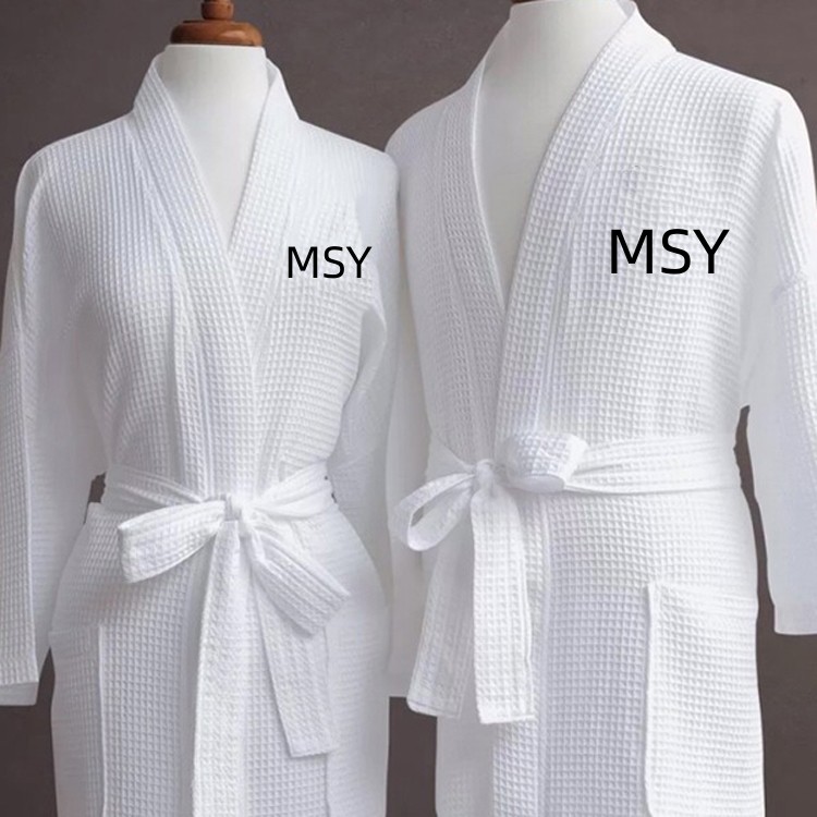 Custom Cotton Hotel Waffle Bathrobe with Embroidery Logo wholesale