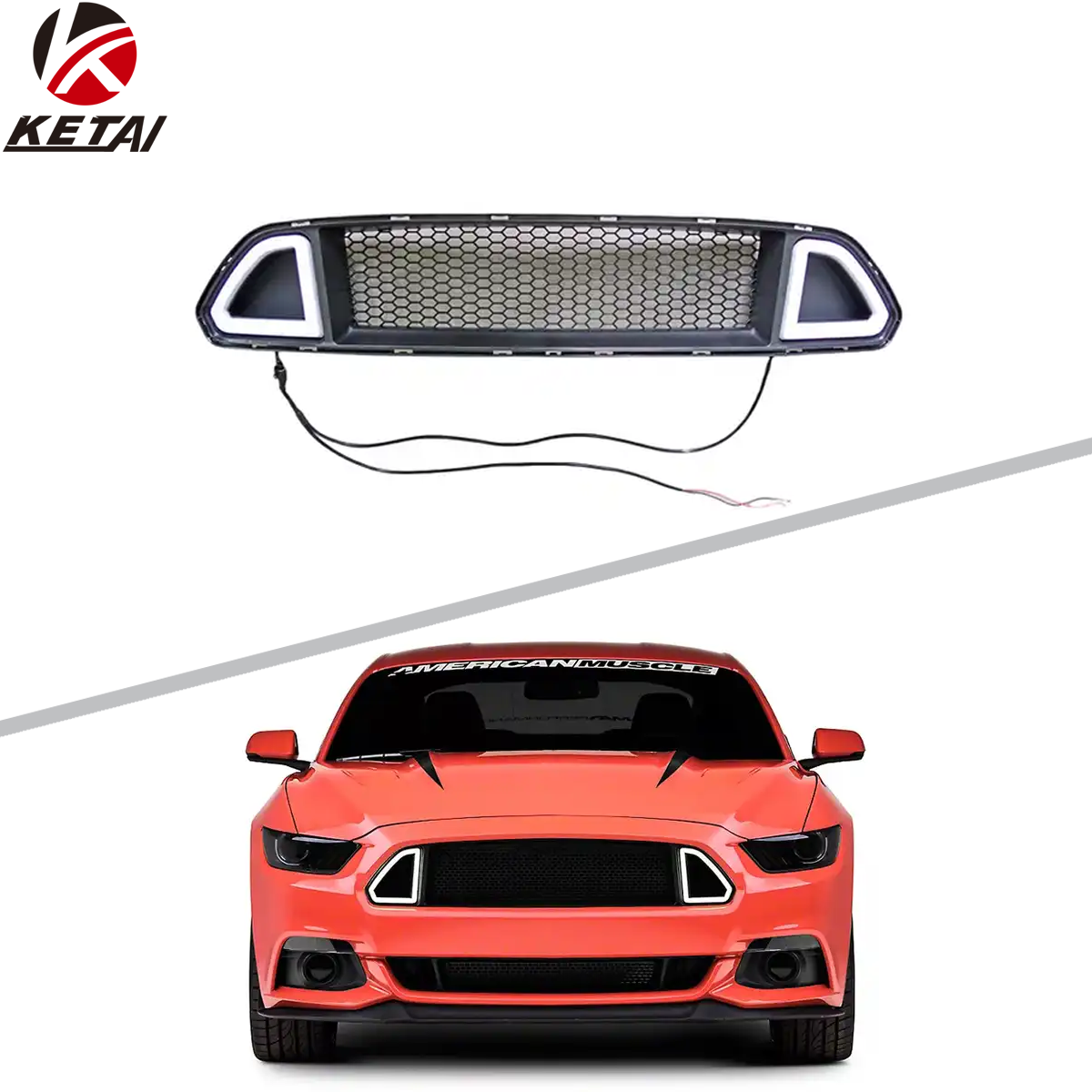 Pft Drl Style Front Bumper Grill With Led Light Kit For Ford Mustang ...